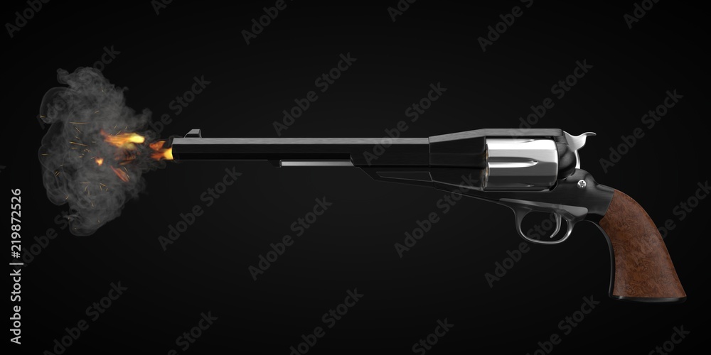 long barrel revolver design with modern looking hard cut edges. 3d ...