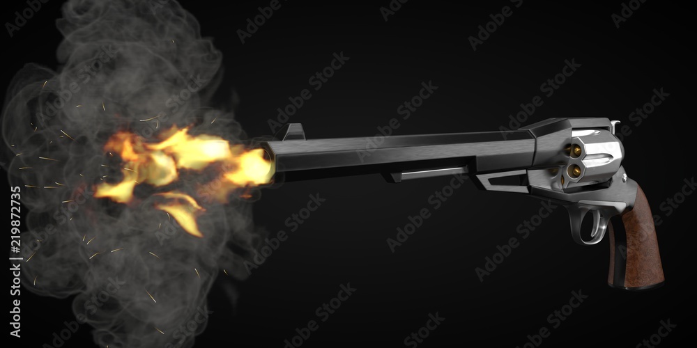 long barrel revolver design with modern looking hard cut edges. 3d ...