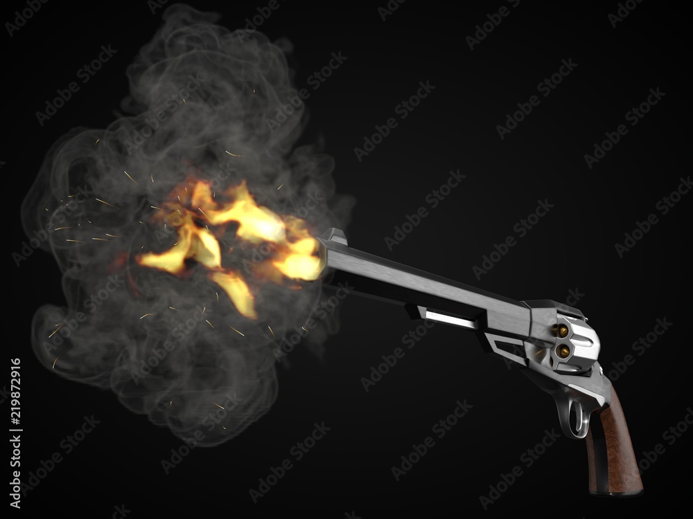 long barrel revolver design with modern looking hard cut edges. 3d ...