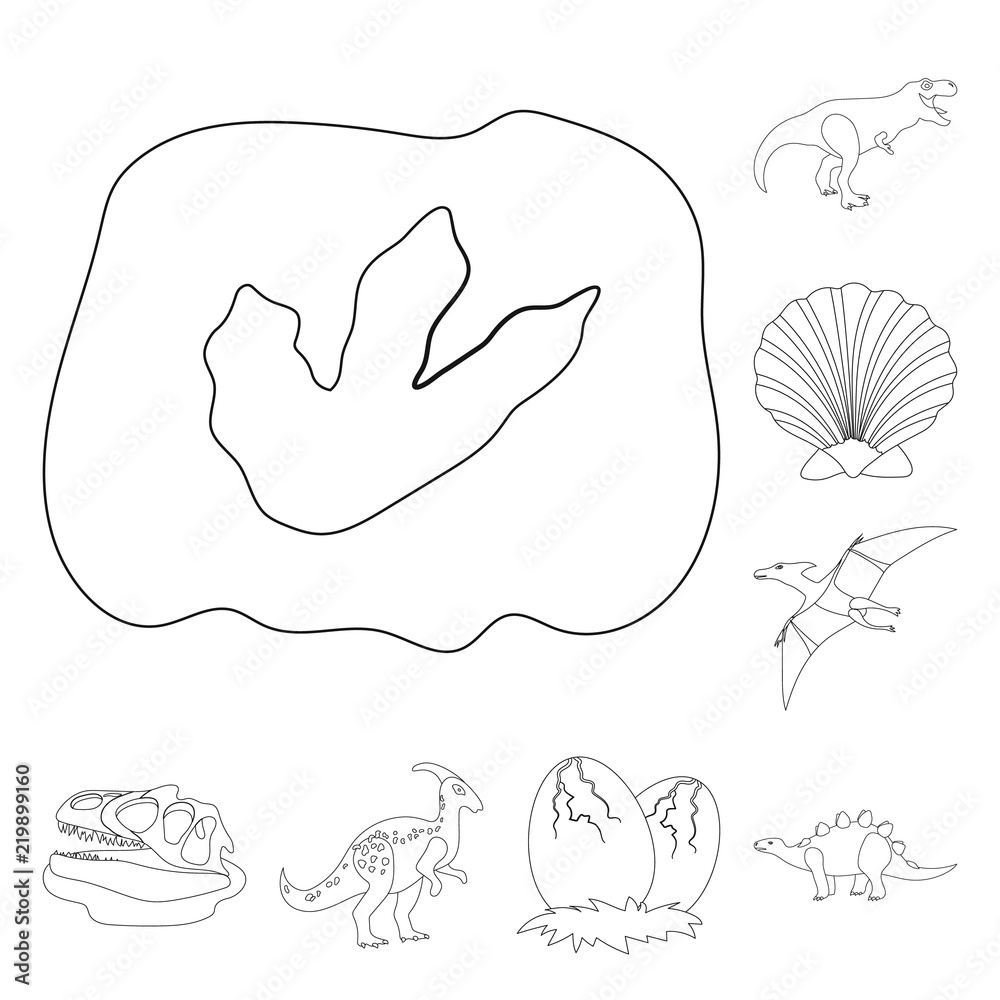 Different dinosaurs outline icons in set collection for design ...