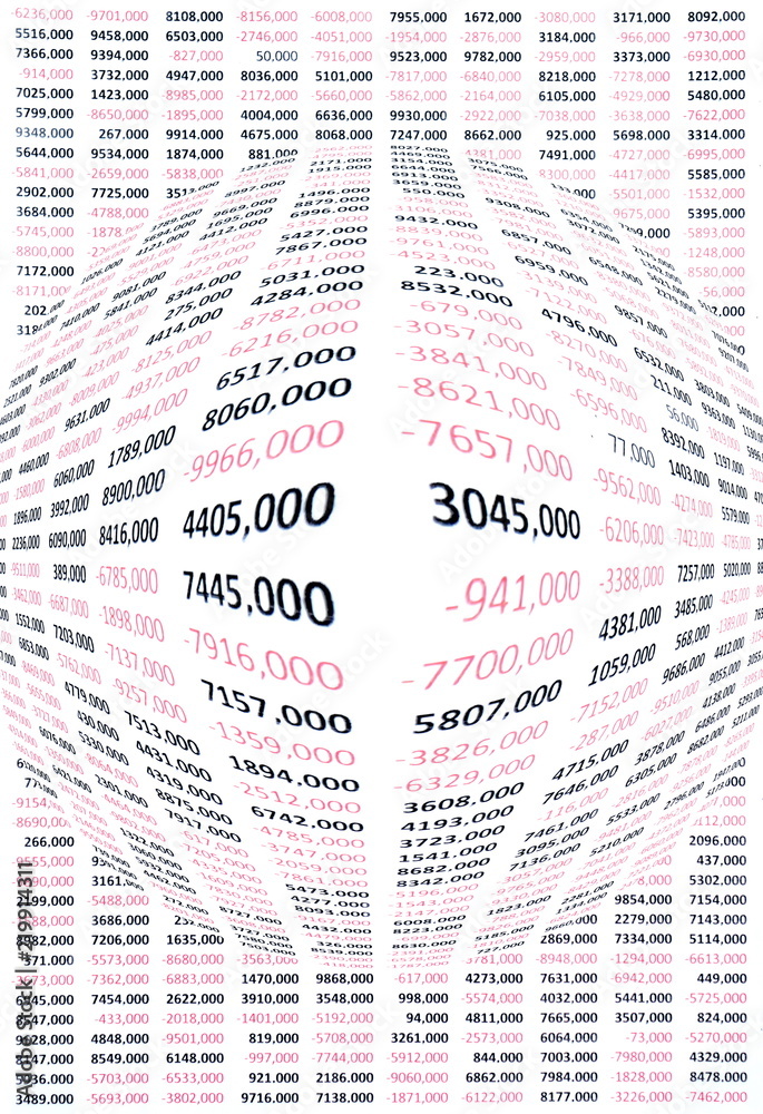 big sheet of paper with large round numbers filled on it with effect of ...