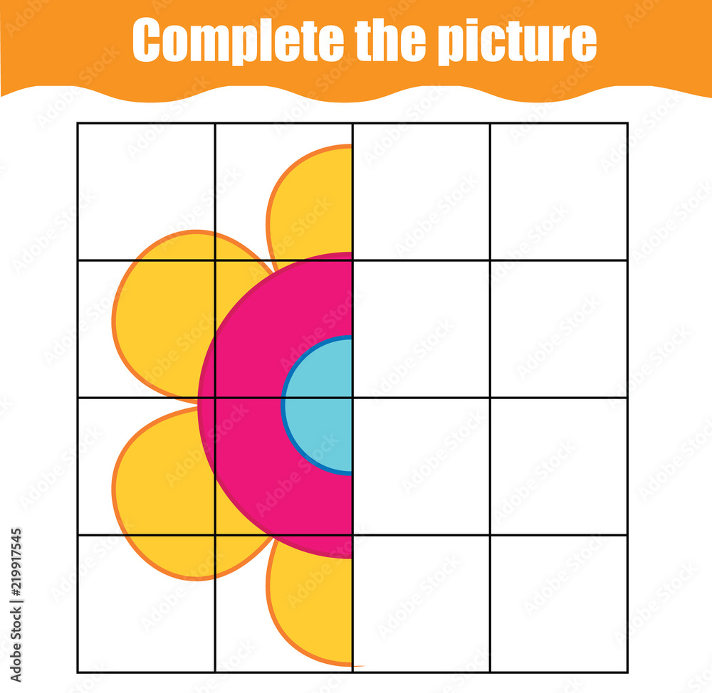 Complete the picture educational children game. Printable toddlers ...