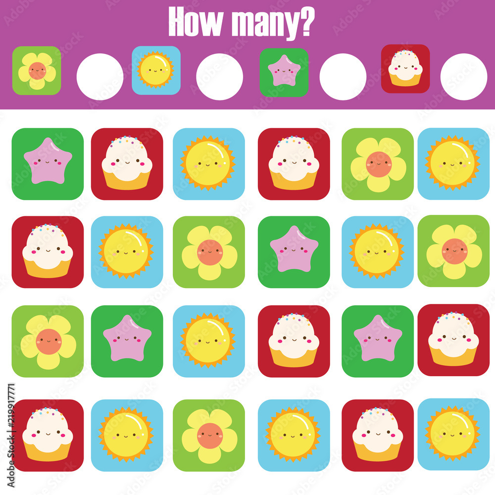 Educational children game, kids activity. Memory game with cute symbols ...