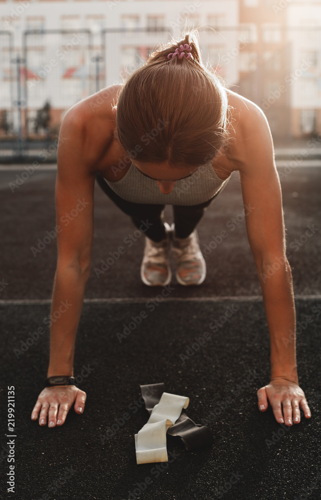 sports girl push-up Stock Photo | Adobe Stock
