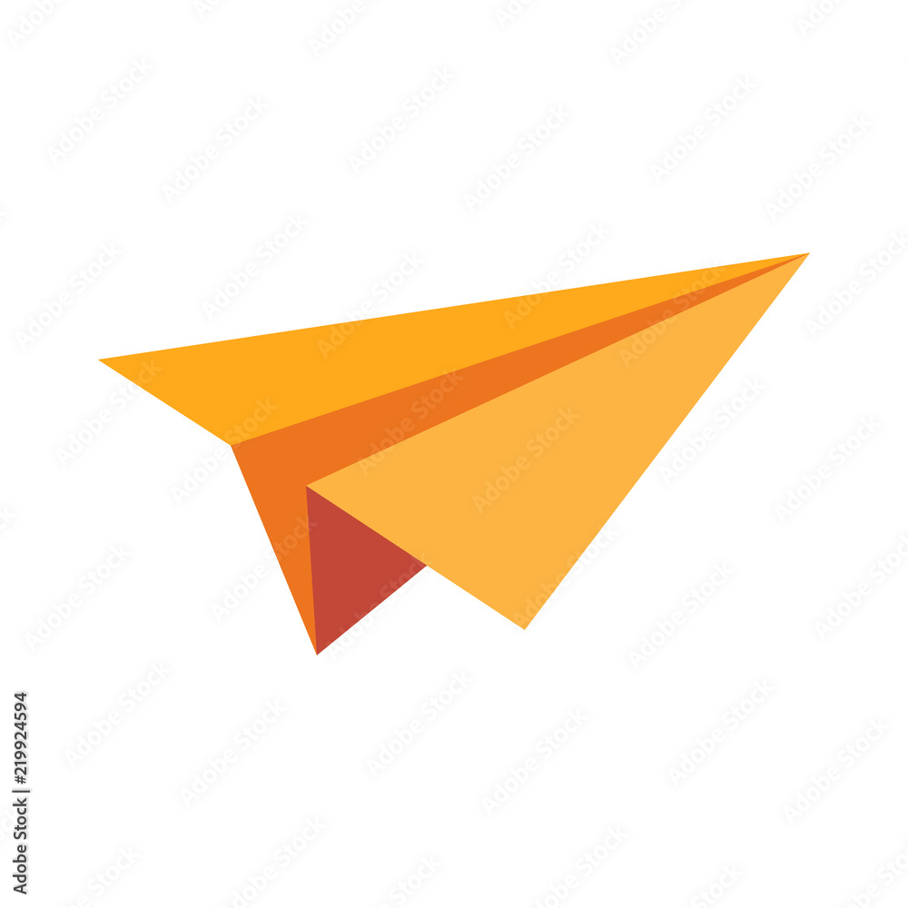 Simple, flat, orange paper plane icon. Isolated on white Stock Vector ...