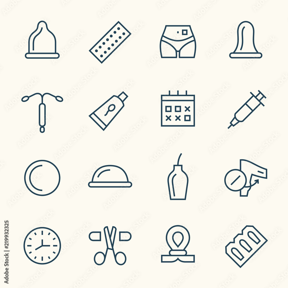 Contraception line icons Stock Vector | Adobe Stock