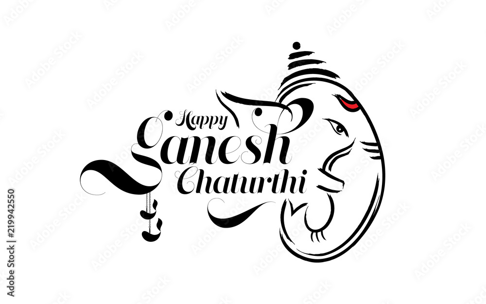 Indian Religious Festival Happy Ganesh Chaturthi Template Design with ...