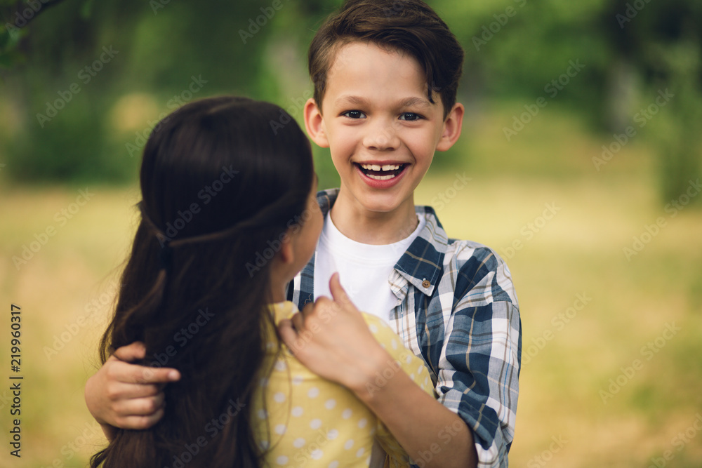 Young Boys Hugging