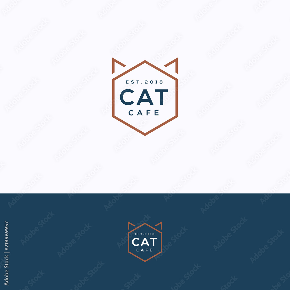 Cat cafe logo Stock Vector | Adobe Stock