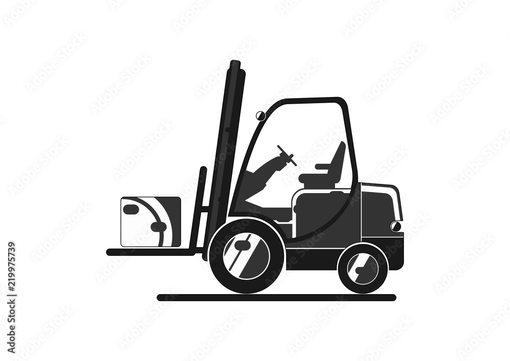 Forklift icon. Flat vector forklift truck infographic pictogram. Stock ...