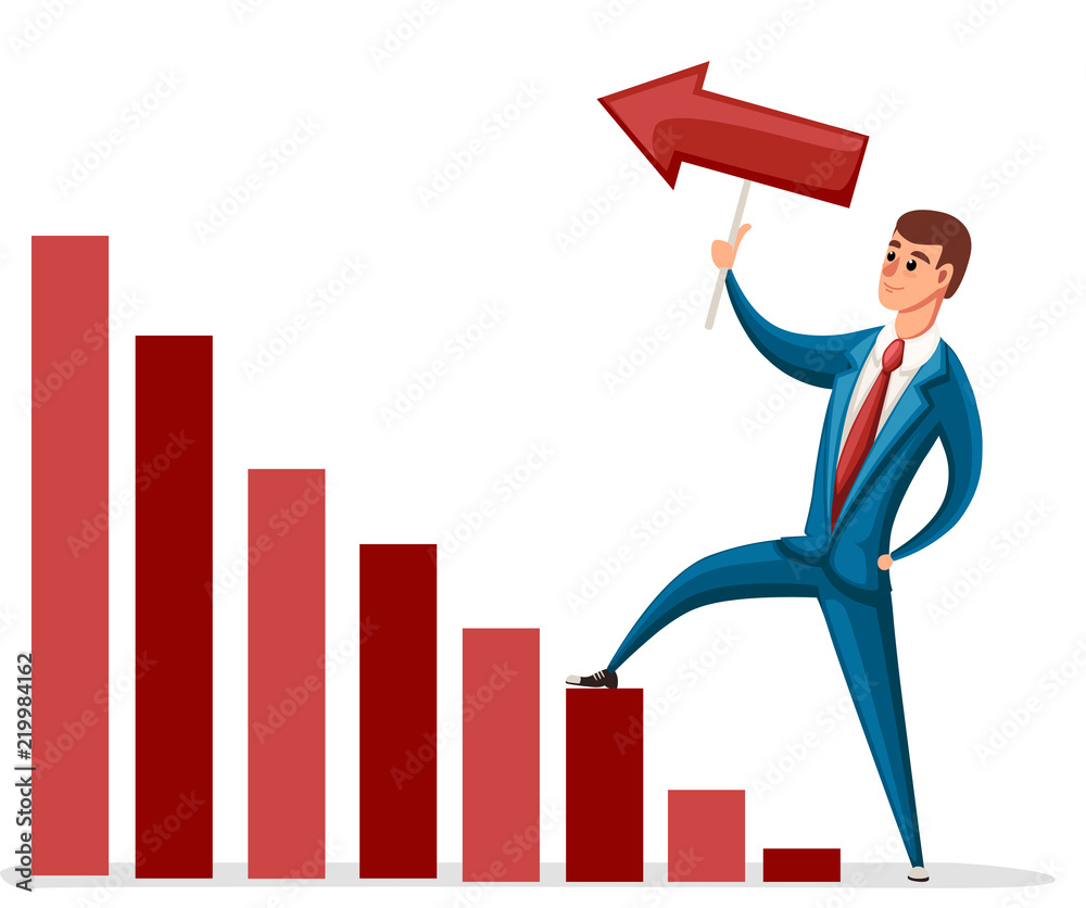 Vector illustration of moving up businessman. Cartoon character design ...