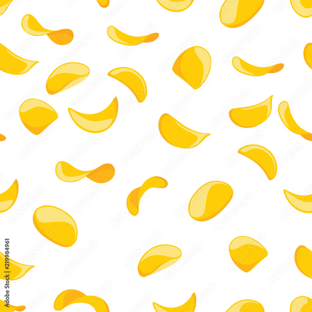 Seamless pattern. Potato chips. Flat vector illustration on white ...