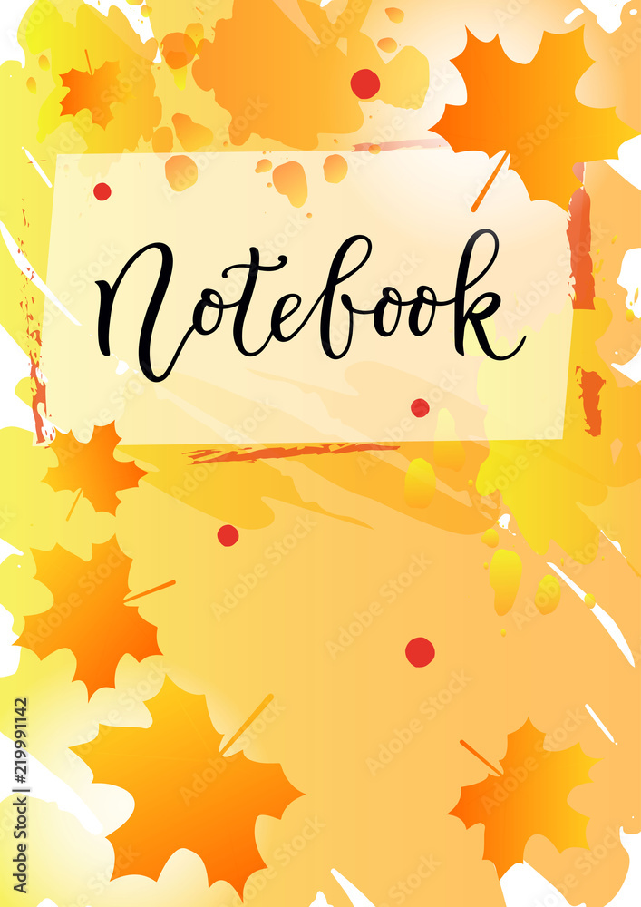 Modern calligraphy of Notebook in black on orange yellow gradient ...