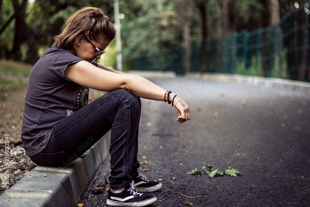 Sad Woman Standing
