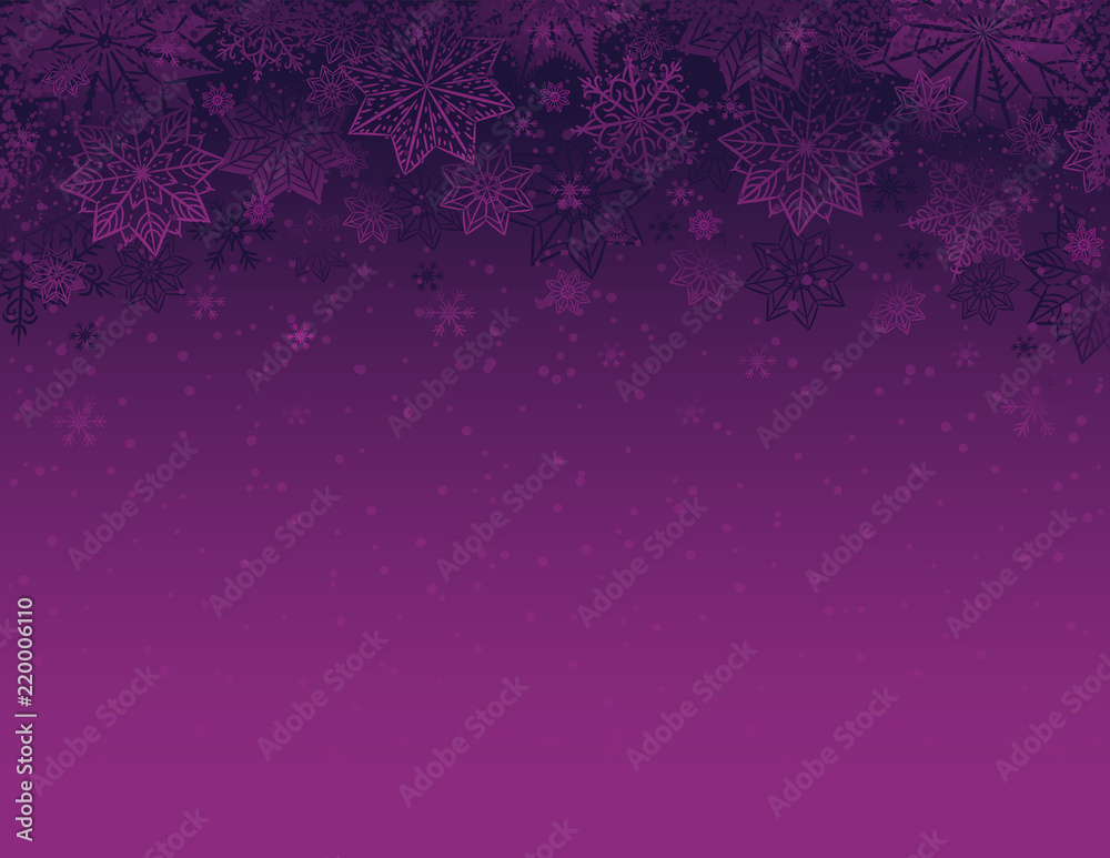 Purple christmas background with snowflakes and stars, vector ...