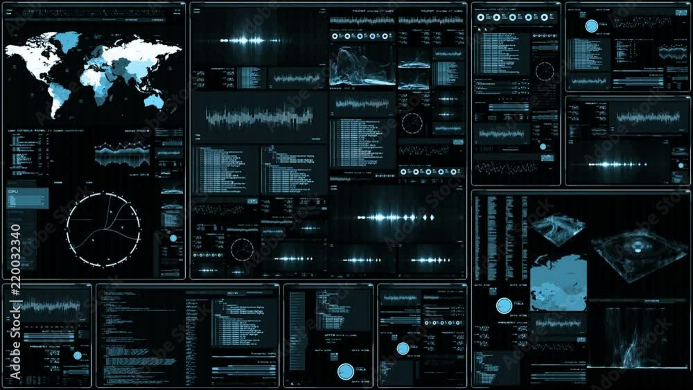 Futuristic digital interface screen. Streaming and flashing computer ...