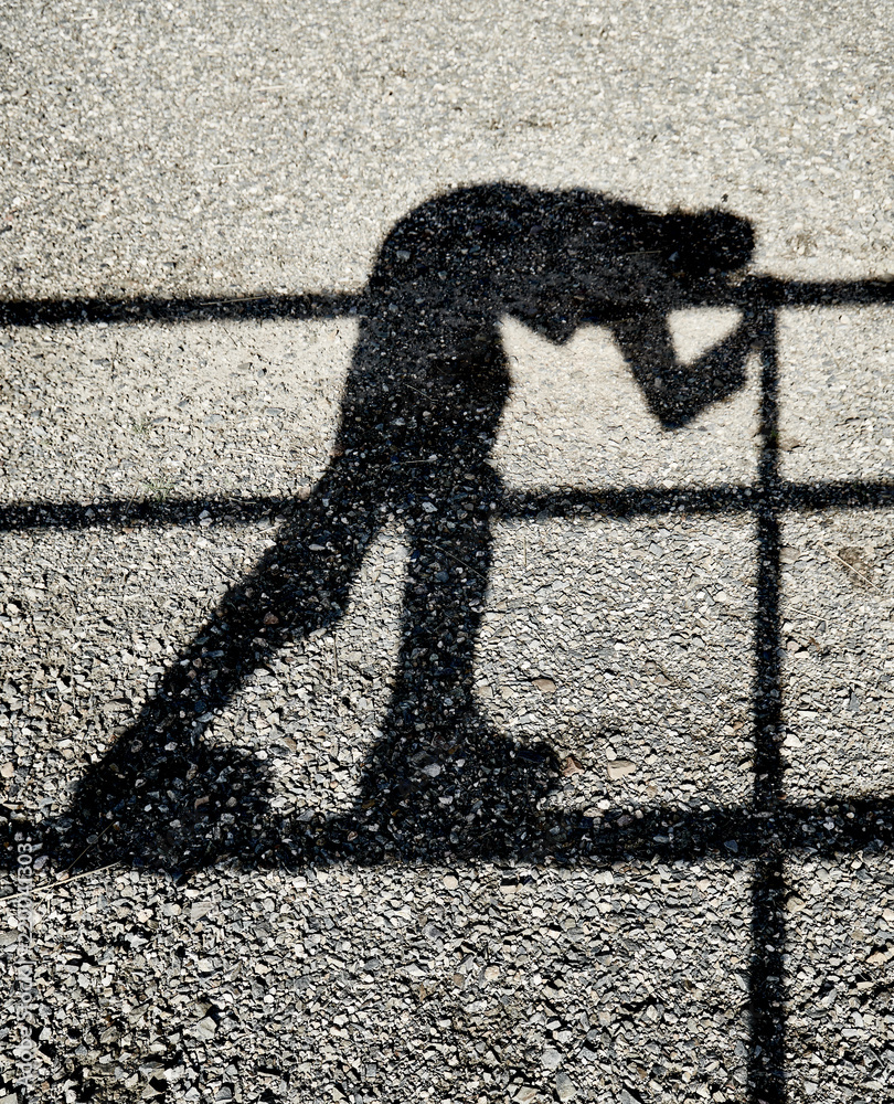 Shadow person balancing on a Fence Stock Photo | Adobe Stock