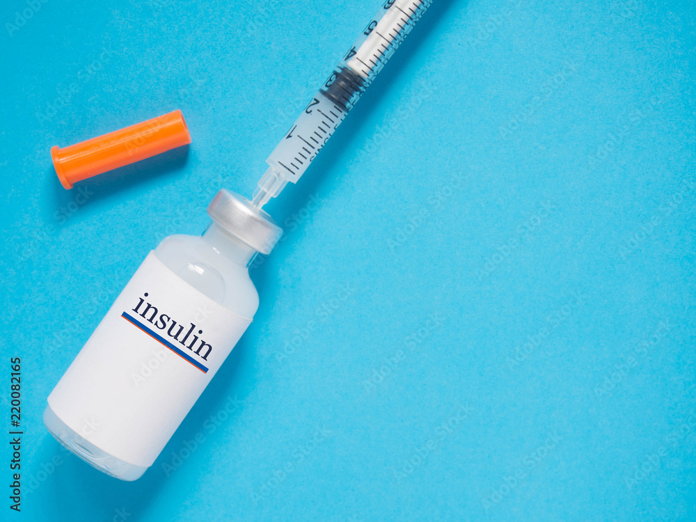 World Diabetes Day - Insulin hormone vial and single-use plastic ...