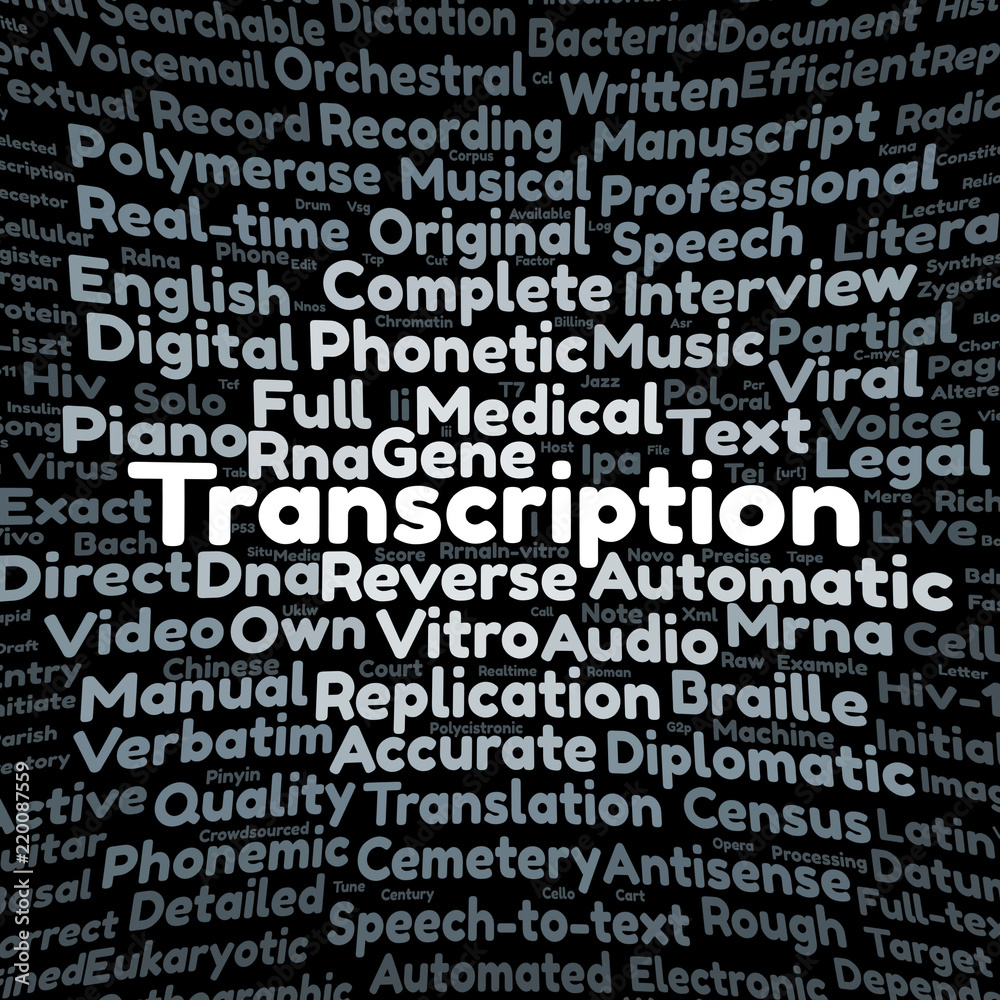 Transcription word cloud Stock Photo | Adobe Stock
