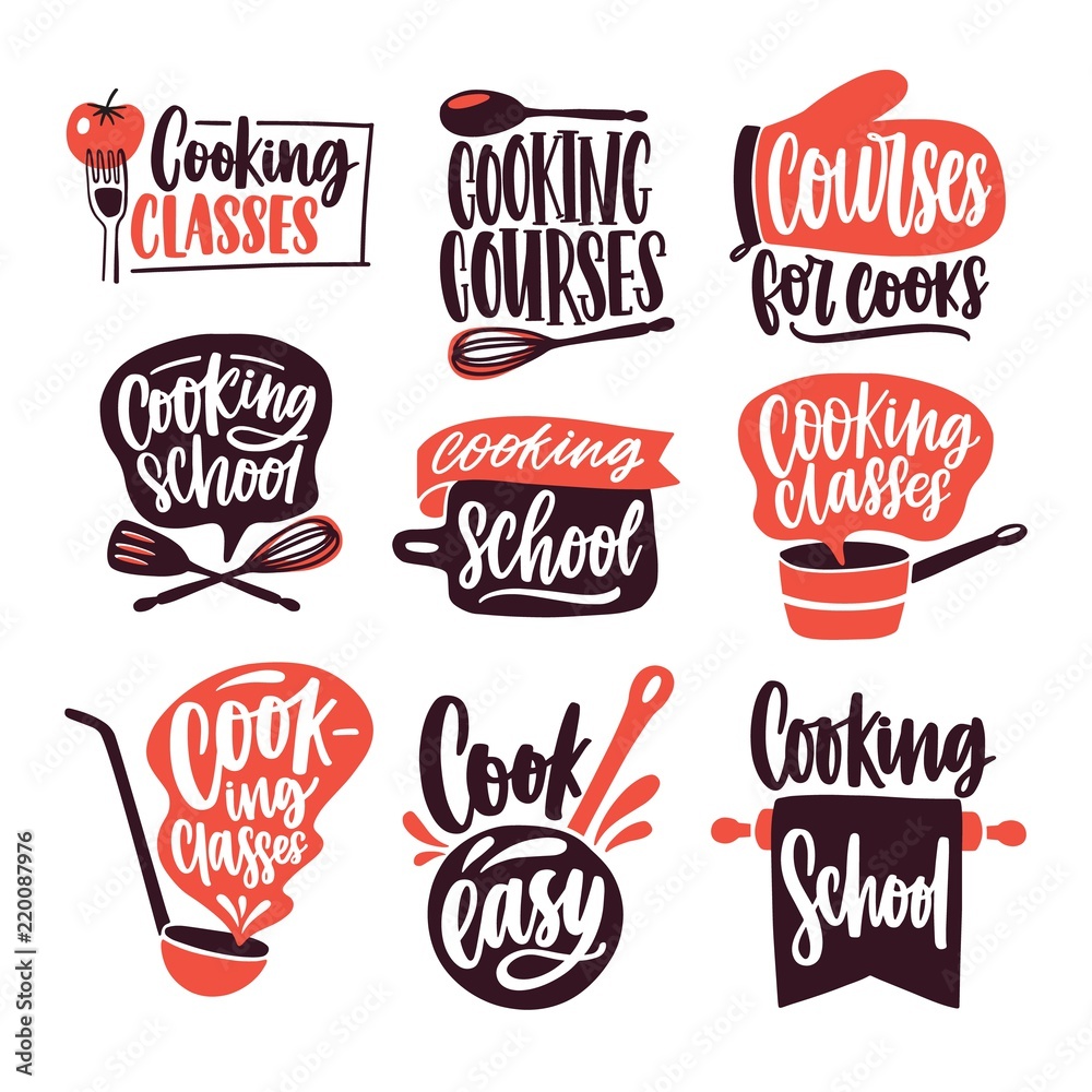 Vecteur Stock Collection of lettering written with cursive font and ...