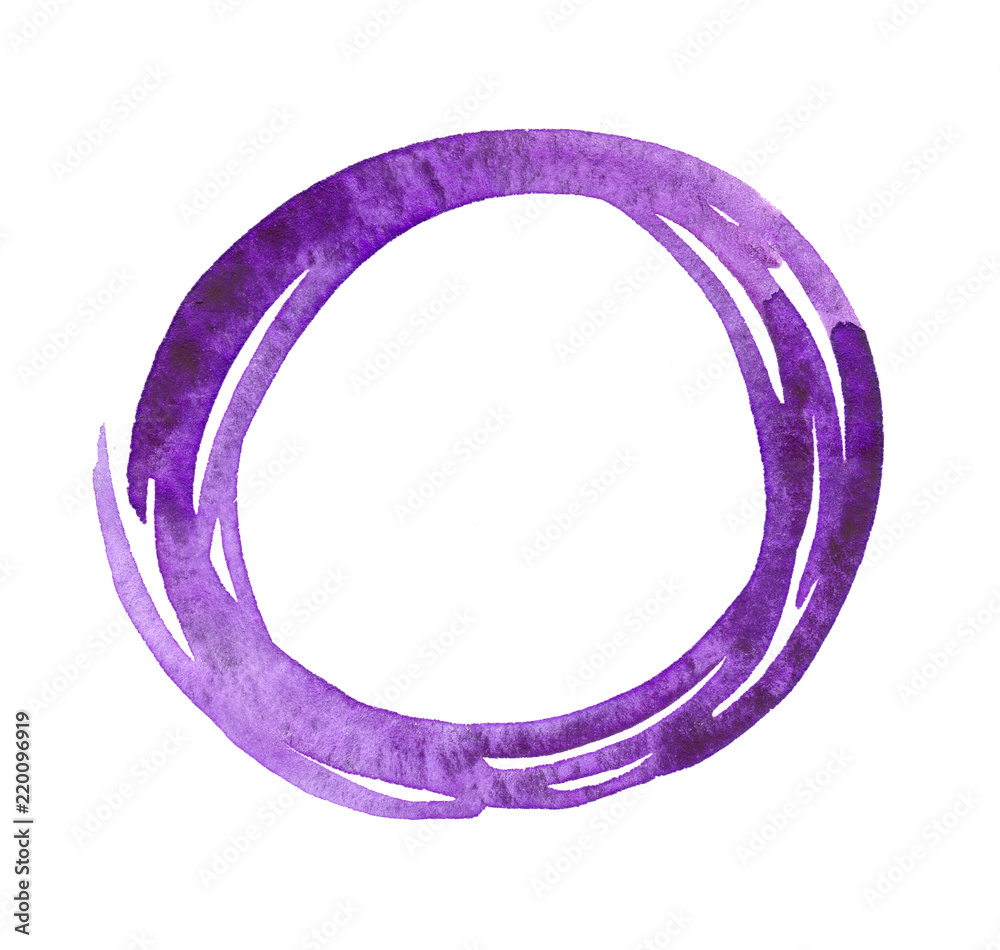 watercolor hand paint abstract violet round backdrop. watercolor brush ...