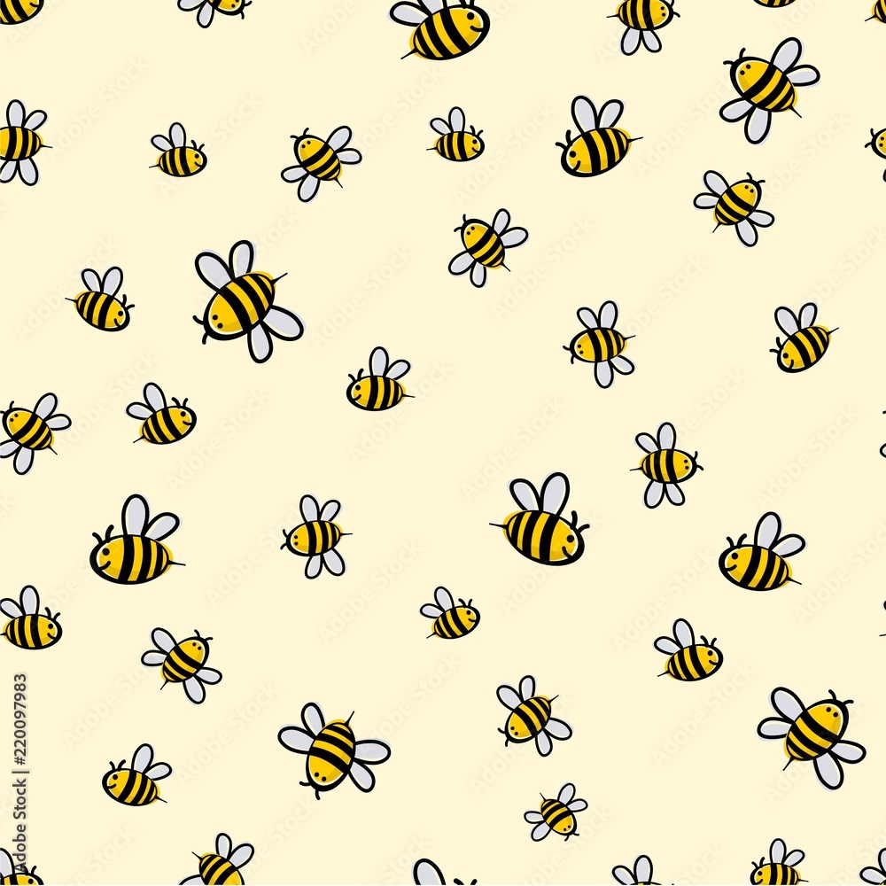 Cute seamless bee pattern vector Stock Vector | Adobe Stock