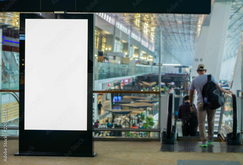 Blank billboard posters in the airport,Empty advertising billboard at ...