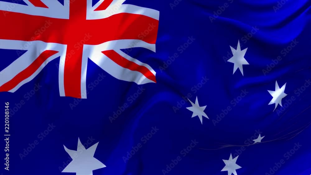 07. Australia Flag Waving in Wind Slow Motion Animation . 4K Realistic ...