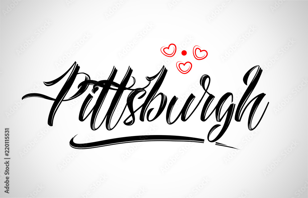pittsburgh city design typography with red heart icon logo Stock Vector ...