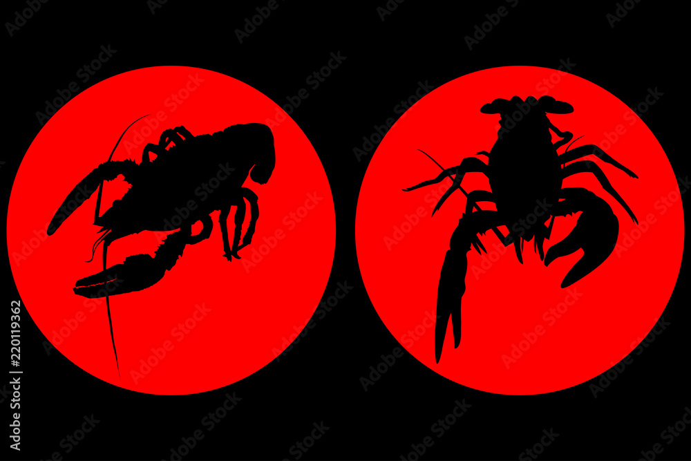 The emblem. Silhouette of crustaceans crawfish silhouette, crayfish ...