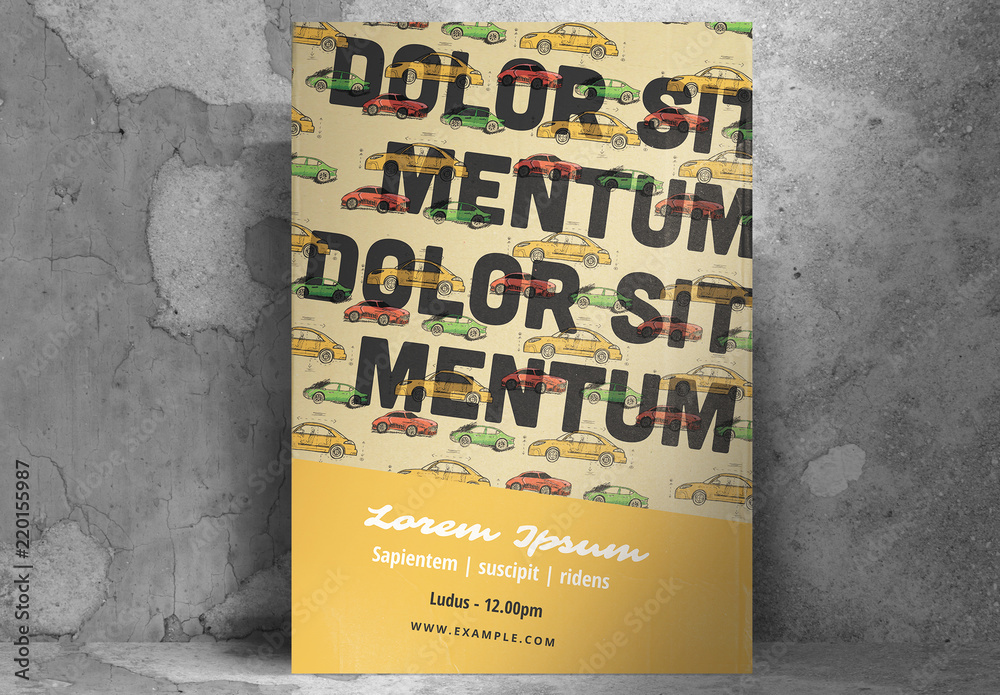 Event Poster Layout with Car Illustrations Stock Template | Adobe Stock