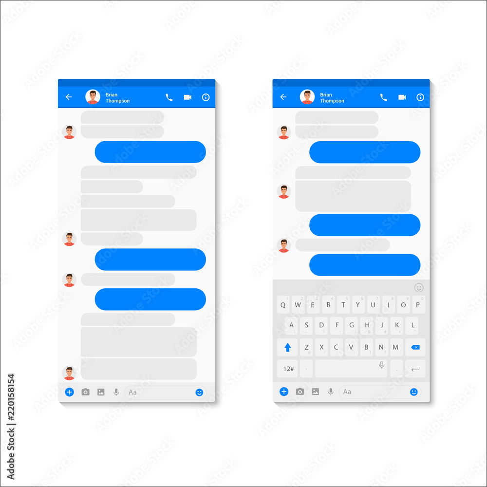 Social network Messenger concept template. Modern messenger app ...