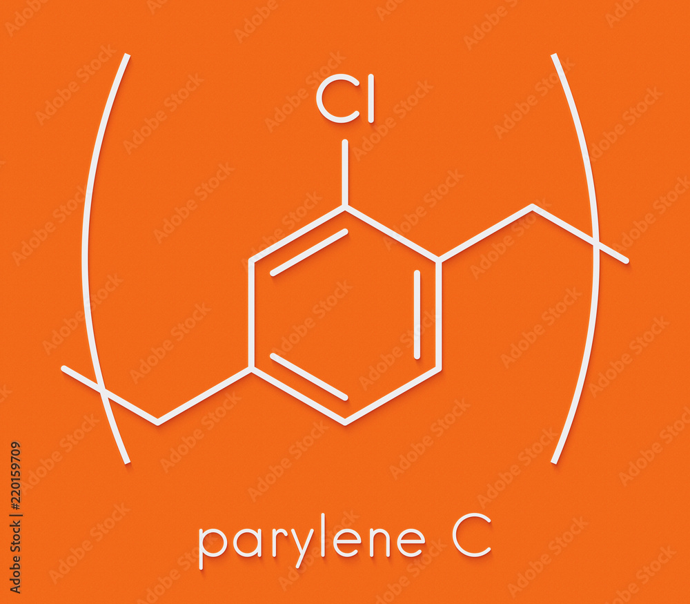 Parylene C polymer, chemical structure. Skeletal formula. Stock ...