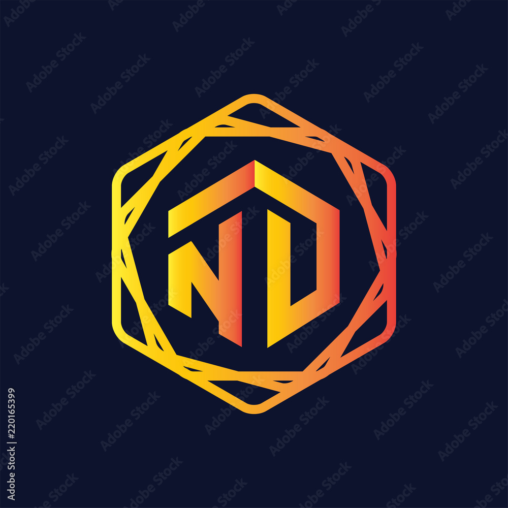 ND Initial letter hexagonal logo vector Stock Vector | Adobe Stock