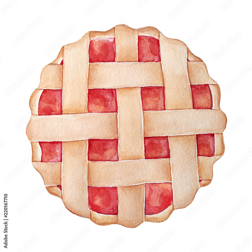 Baked traditional pie with cute vintage lattice upper crust and tasty ...