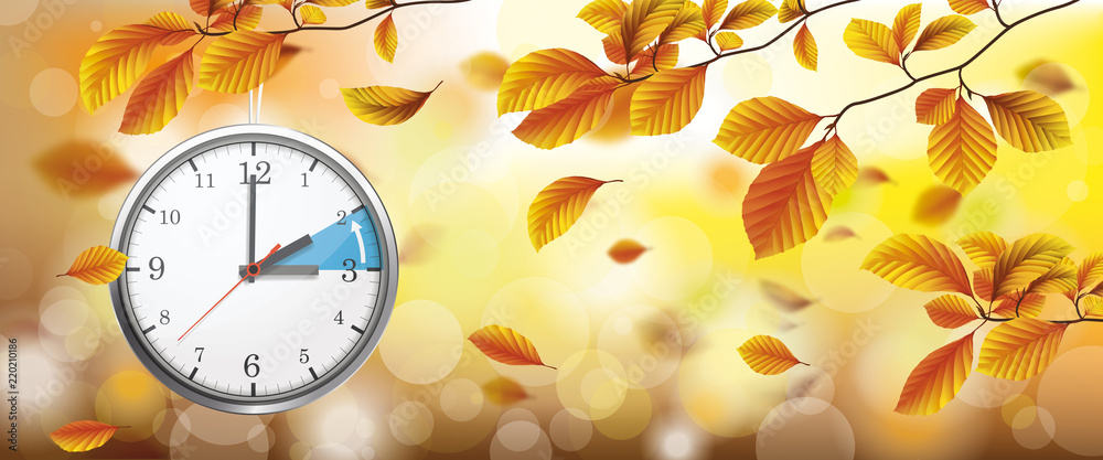 Autumn Foliage Fall Sunlights Wind Standard Time Header Stock Vector ...