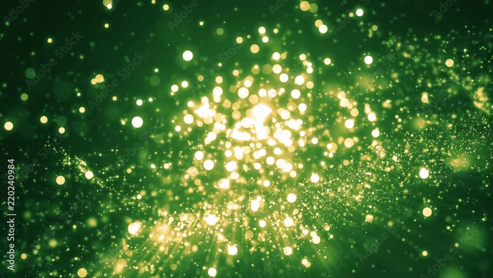 Green light shine particles bokeh, holiday concept. Christmas animated ...