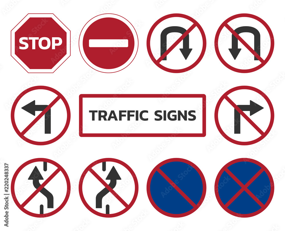 Traffic signs set, Road signs collection flat design Stock Vector ...