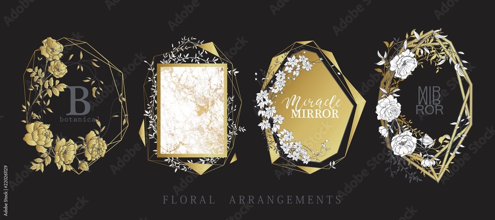 Floral frame design. Wedding invitation arrangement. Botanical ...