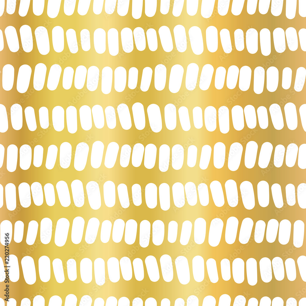 Gold foil stripes seamless vector pattern. Vertical white strokes in ...