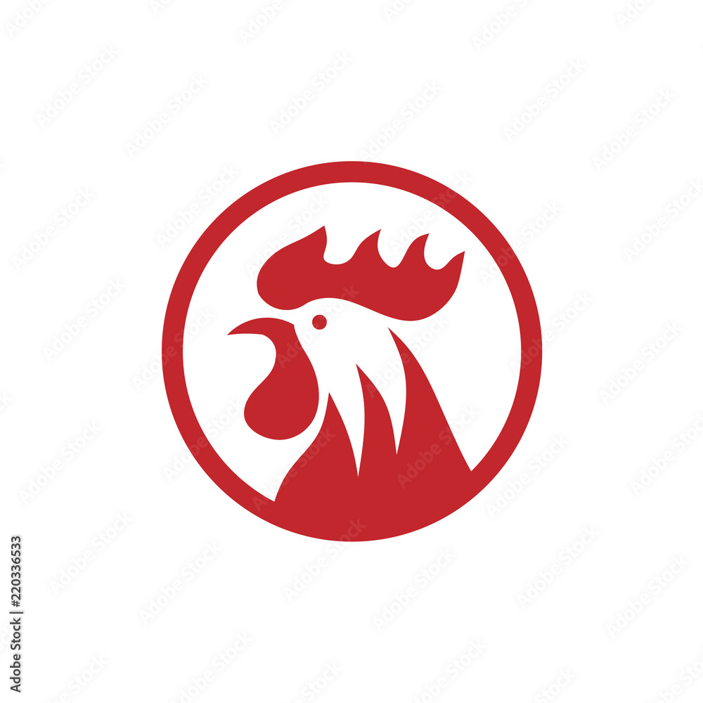 circle roosters logo concept, Chicken heads with circle logo vector ...