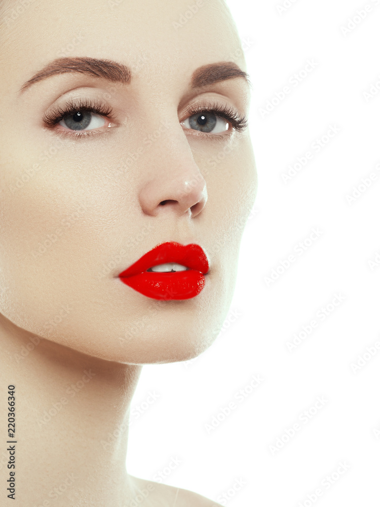 Woman health. Red Sexy Lips . Open Mouth. Makeup cosmetics. Make up ...