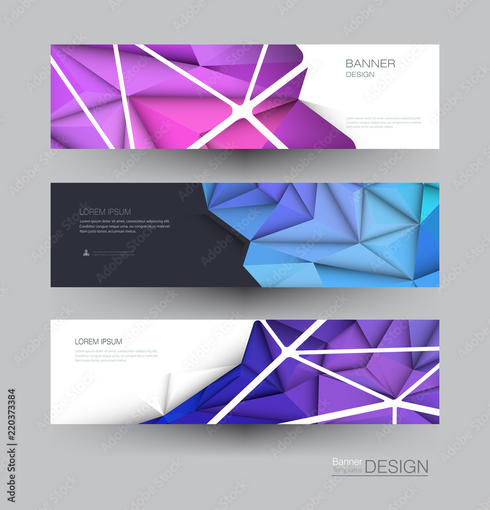 Vector polygon banner set. Polygonal or low poly pattern background ...