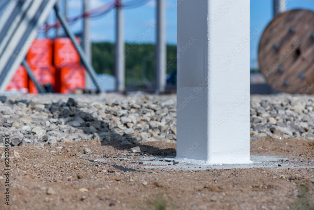Industrial construction site of new shopping mall in a city. Reinforced ...