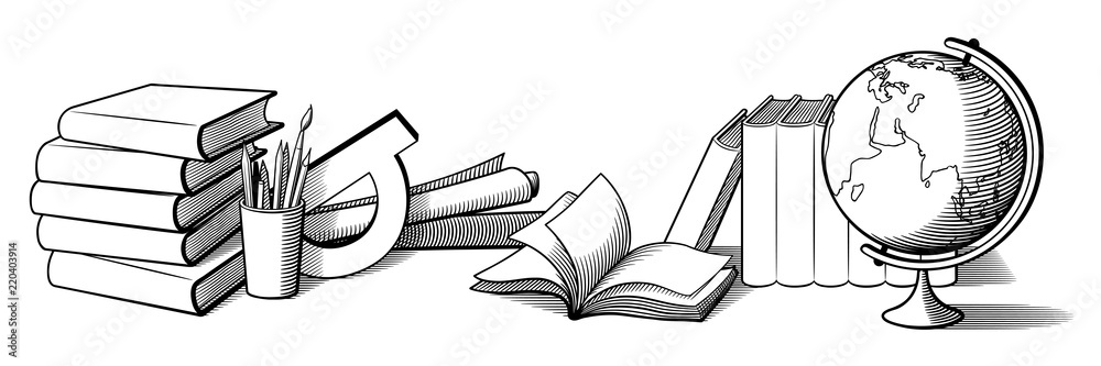 Writing Tools Clipart Black And White