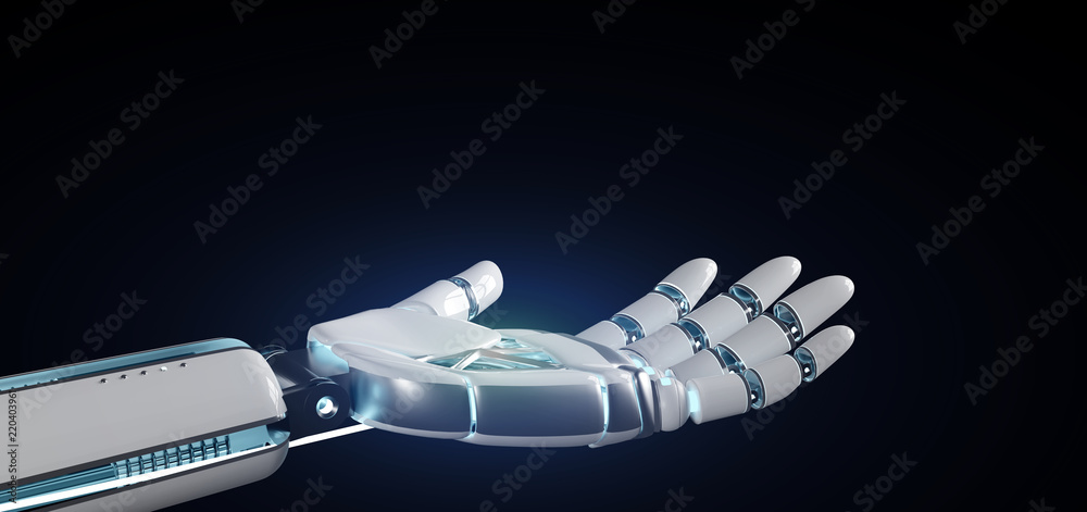 Cyborg robot hand on an uniform background 3d rendering Stock ...