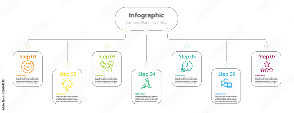 infographic element design 7 step, infochart planning Stock Vector ...