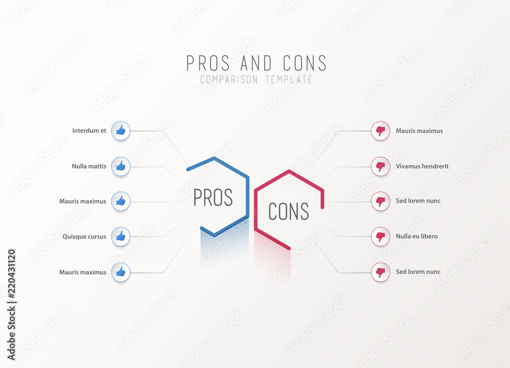 Pros and Cons comparison vector template light vector template with ...