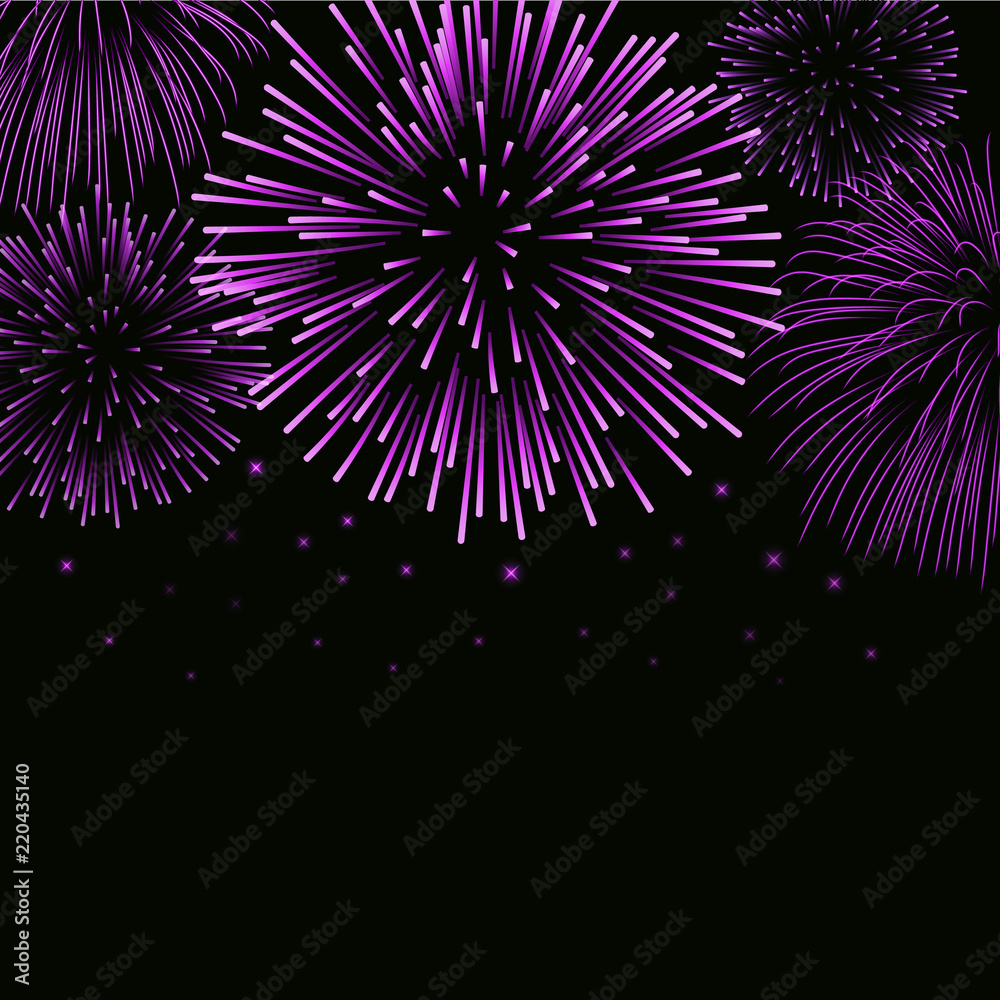 Firework sparkle background card. Beautiful bright fireworks isolated ...