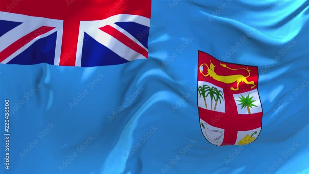 18. Fiji Flag Waving in Wind Slow Motion Animation . 4K Realistic ...